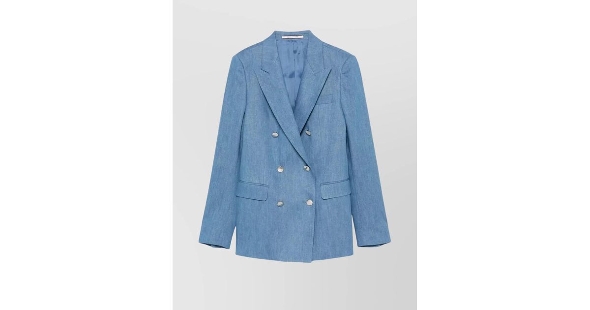 Tagliatore Double-Breasted Cotton Jacket With Structured Shoulders in ...