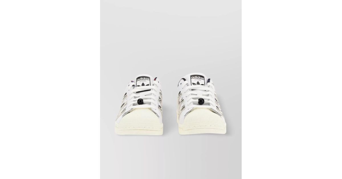 adidas Originals Iconic Low-Top Sneaker With Patterned Rubber Sole in ...