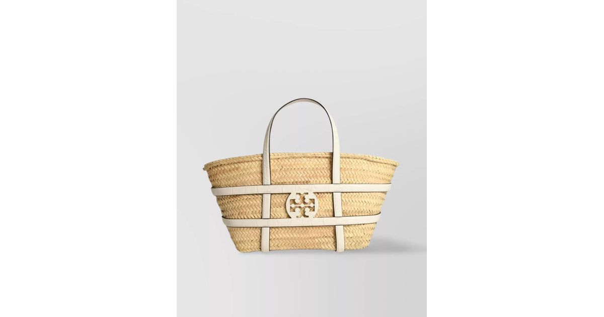 Tory Burch 'Ella' Straw Tote Bag in Metallic | Lyst