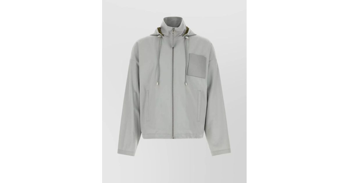 Loewe Twill Jacket With Hood And Drawstring in Grey for Men | Lyst UK