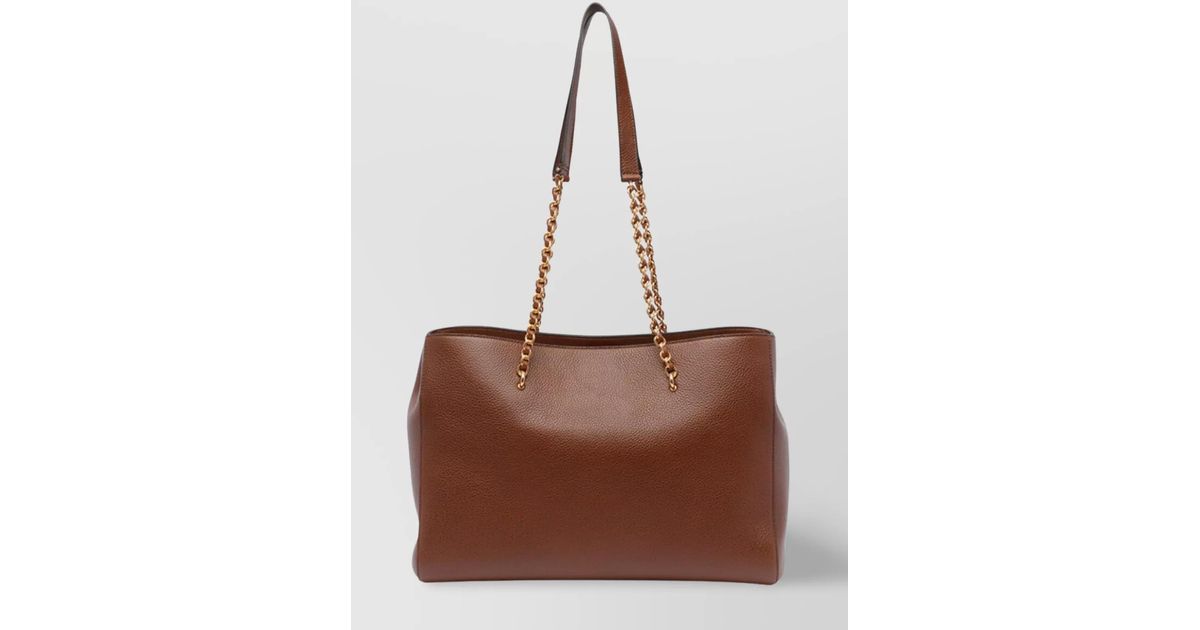 Mulberry Leather Chain Strap Top Handle Bag in Brown | Lyst