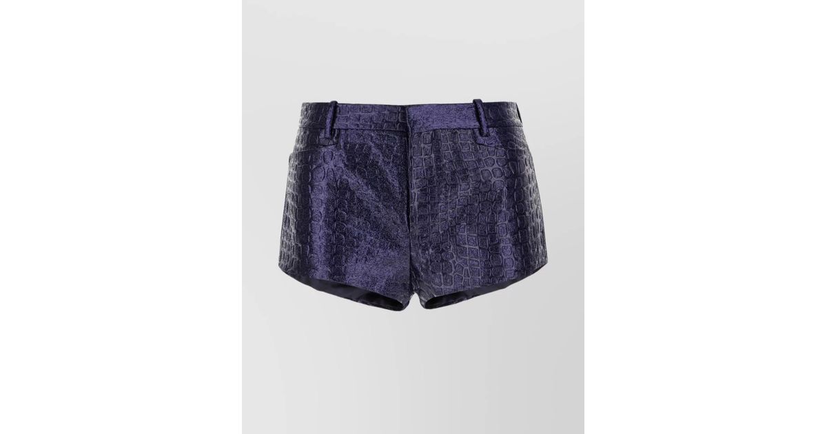 Tom Ford Crocodile Texture Metallic Finish Shorts in Blue | Lyst UK
