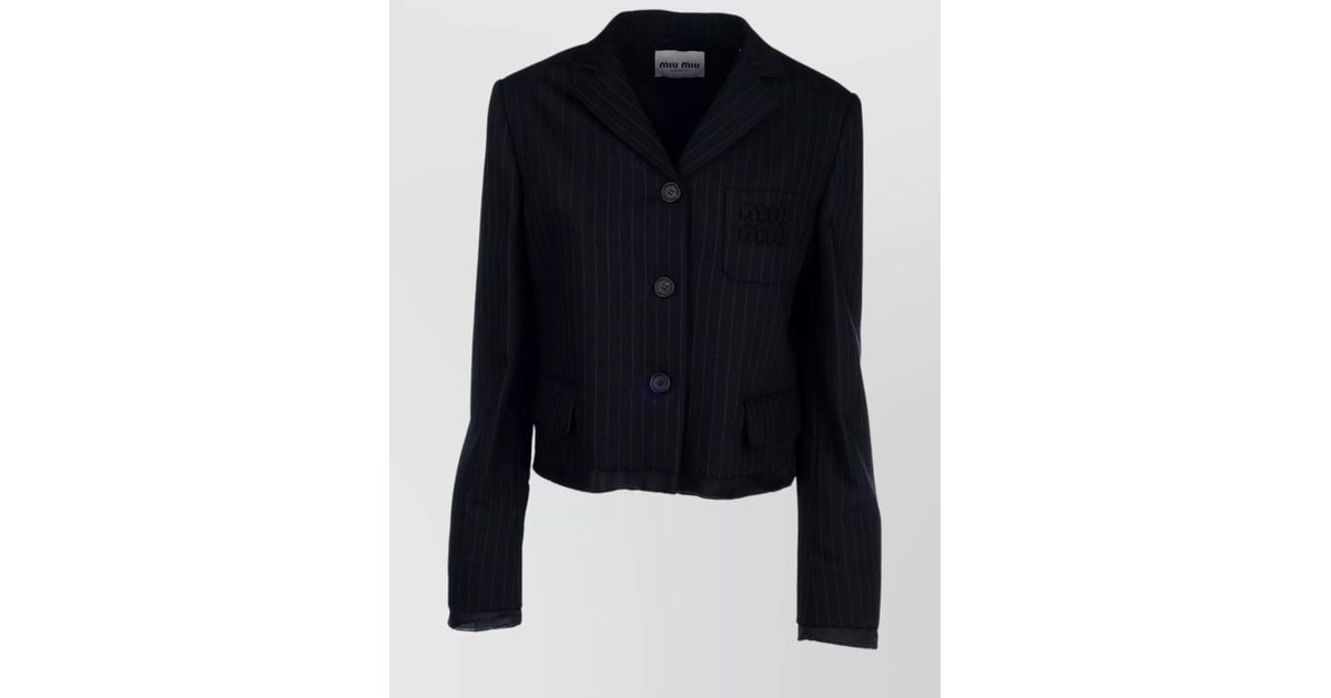 Miu Miu Jackets With Front Pocket And Pinstripe Pattern in Blue | Lyst