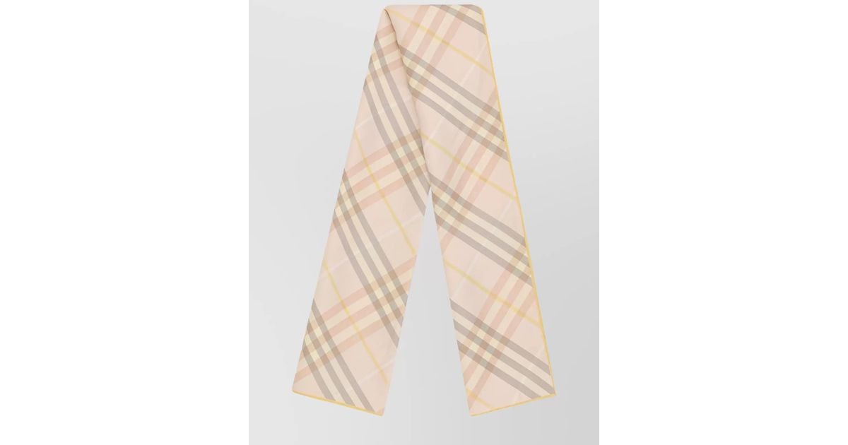 Burberry Rectangular Silk Scarf With Iconic Check Pattern in Natural | Lyst