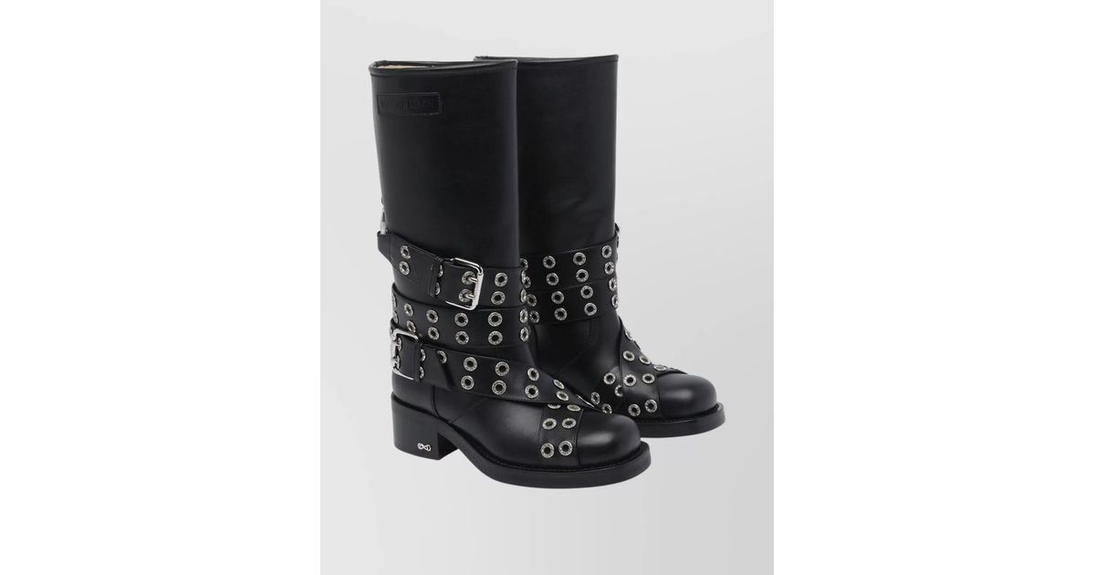 Mach & Mach Vintage Leather Combat Ankle Boots With Buckles in Black | Lyst