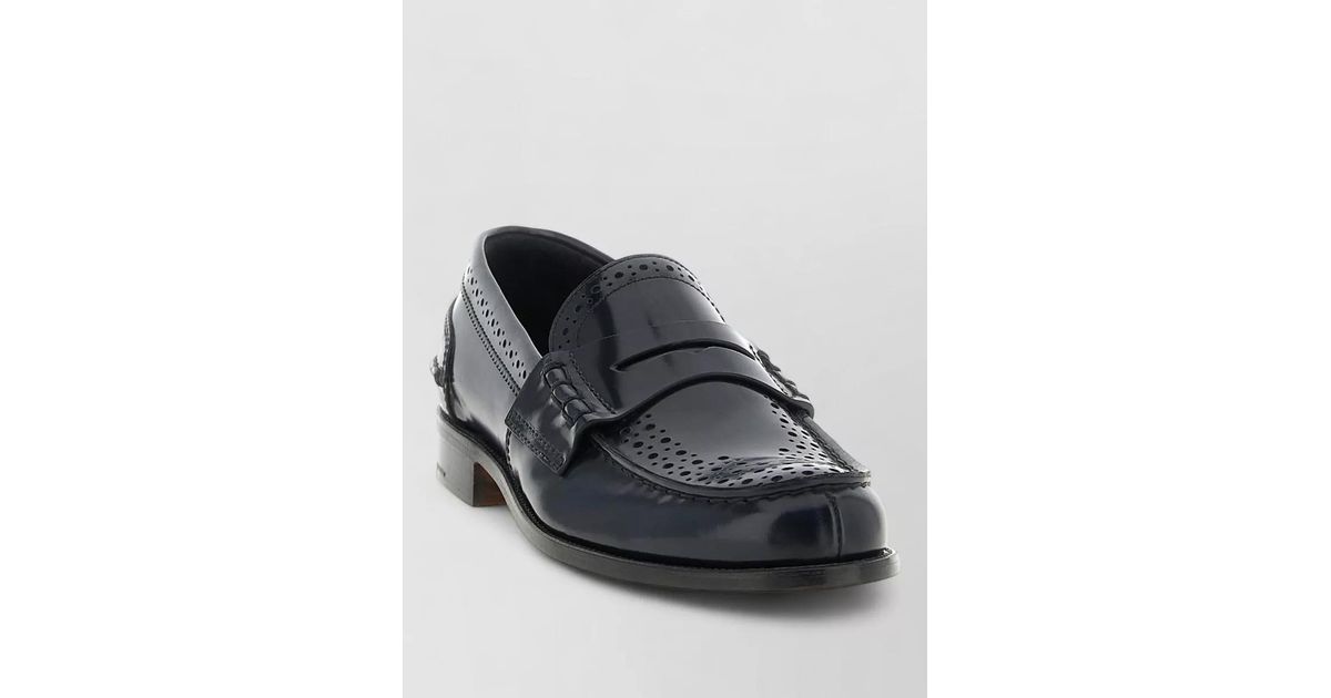 Church's Robin Leather Loafers Perforated Design Round Toe in Black ...