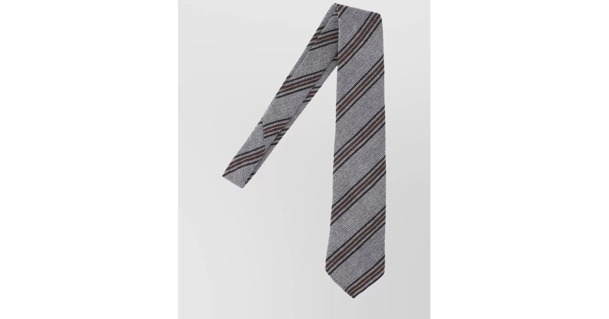 Cesare Attolini Textured Fabric Ties Diagonal Stripes in Grey for Men ...