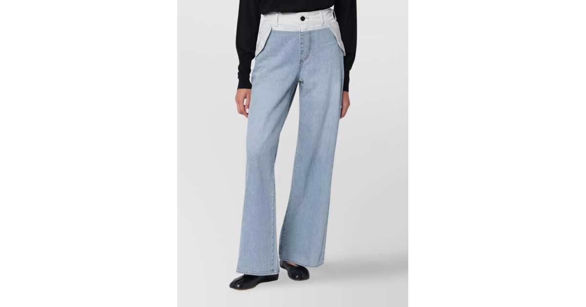 Sacai Wide-Leg High Waist Two Tone Jeans in Blue | Lyst UK