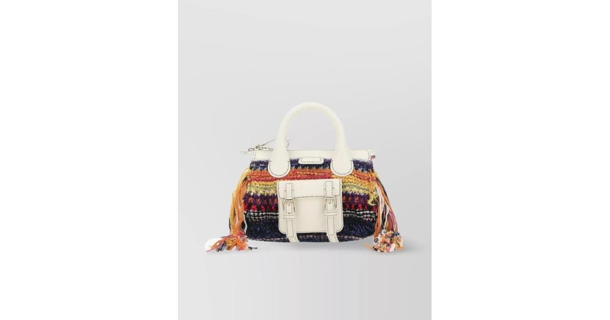 Chloé Embroidered Fabric Mini Edith Bag in Black | Lyst