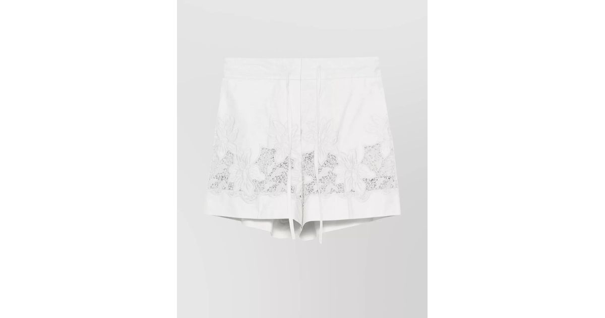 P.A.R.O.S.H. Floral Lace Panel Shorts Embroidery in White | Lyst UK
