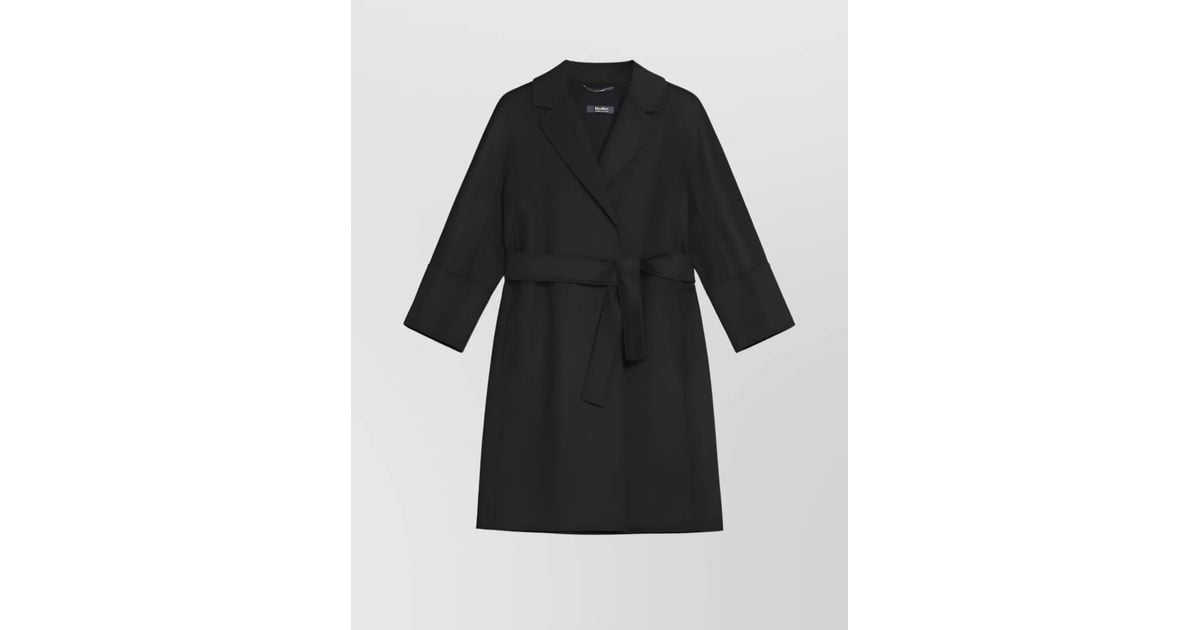 Max Mara Short Double-Faced Wool Coat in Black | Lyst