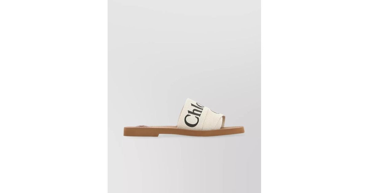Chloé Cross Strap Linen Woody Slippers in Metallic | Lyst