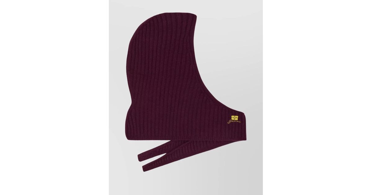Ganni Future Knit Wool Balaclava With Ribbed Texture in Purple | Lyst