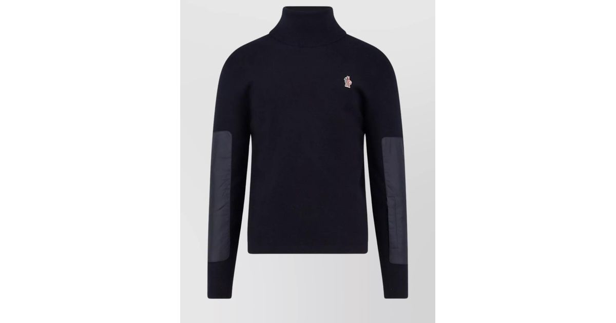 Moncler Wool Turtleneck Sweater Featuring Ribbed Cuffs in Blue for Men ...