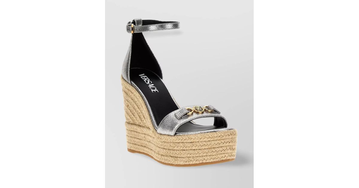 Versace 'Gorgone '95' Espadrille Wedges in Metallic | Lyst