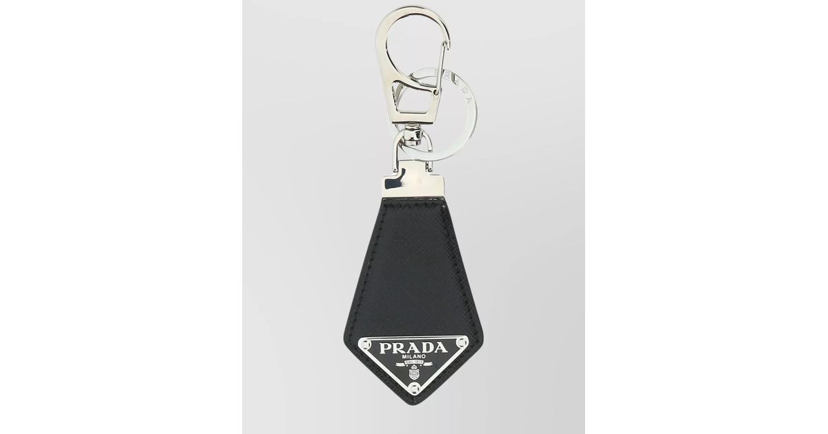 Prada Leather Key Ring Hardware Textured in White for Men | Lyst