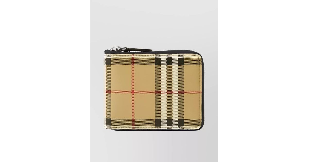 Burberry Canvas Check Zip Wallet in Natural for Men | Lyst