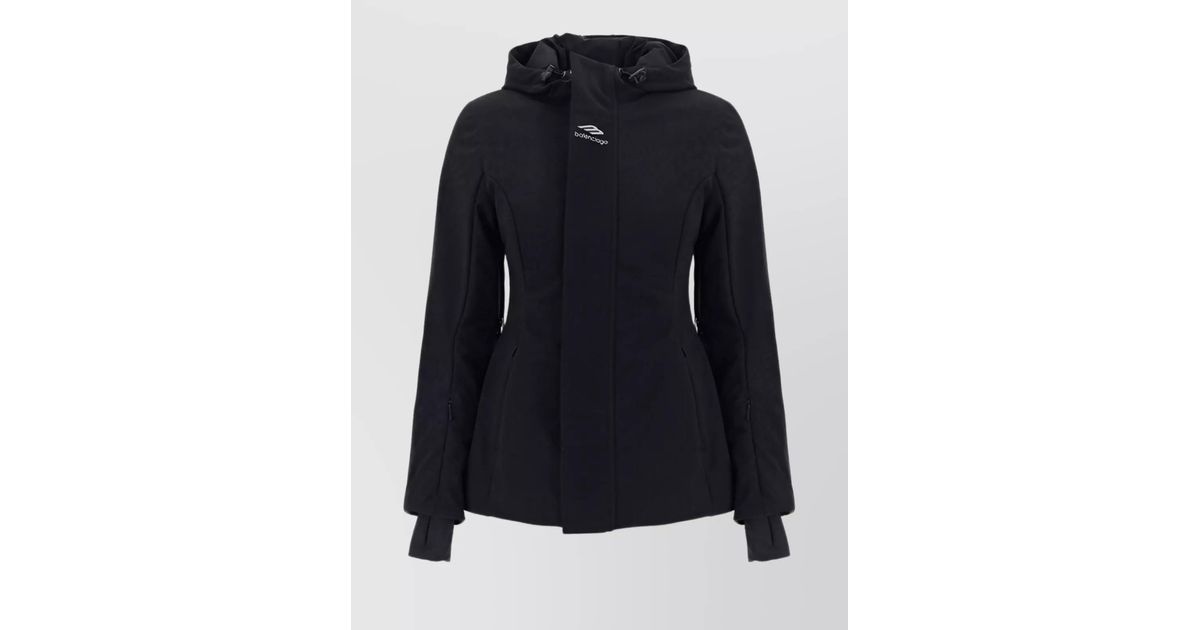 Balenciaga Quilted Hooded Jacket Thumb Loops in Blue | Lyst