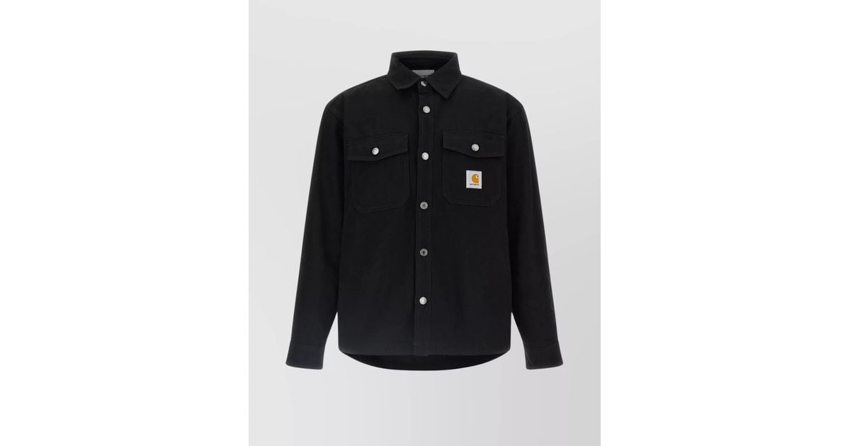 Carhartt Button-Down Collar Overshirt Chest Pockets in Black for Men | Lyst