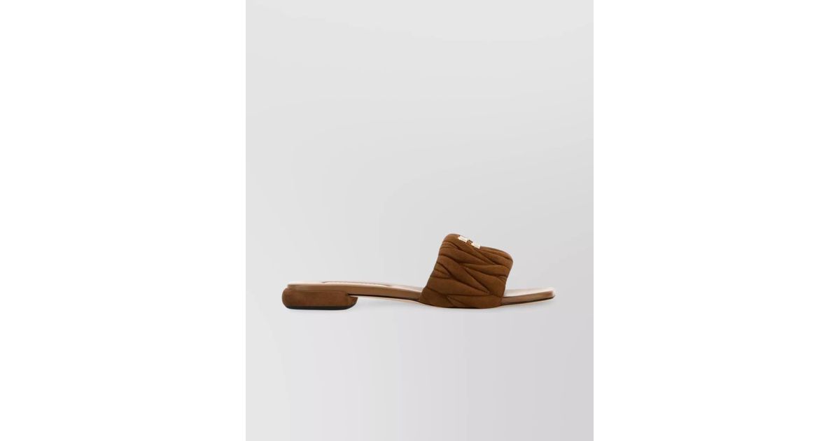 Miu Miu Quilted Open Toe Flat Sole Slippers | Lyst UK