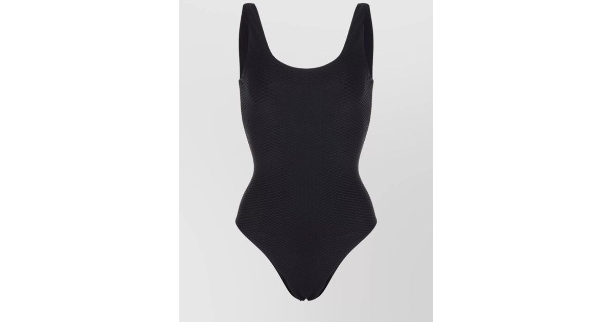 Anine Bing Jace Honeycomb Textured One-Piece Swimsuit in Black | Lyst