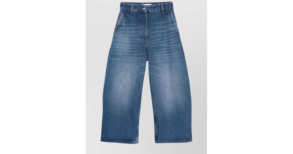 Studio Nicholson Denim High-Rise Cropped Wide-Leg Jeans in Blue | Lyst UK