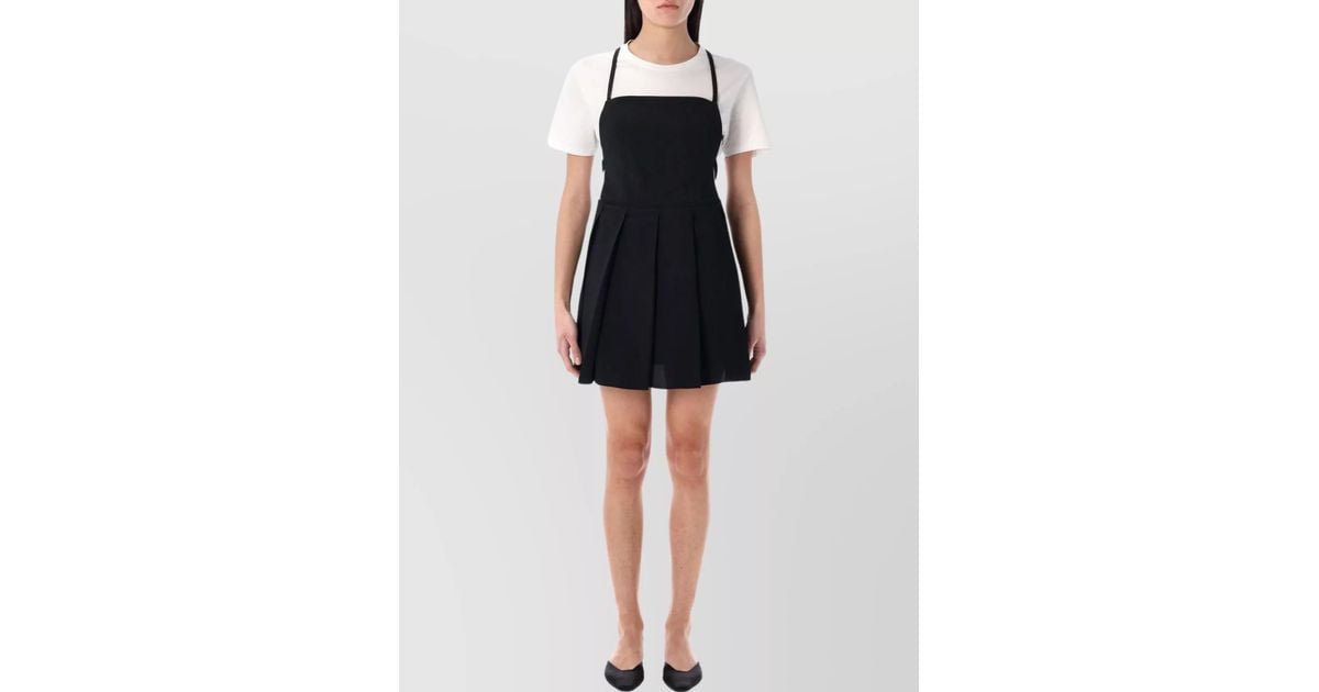 Low Classic Mini Dress With Pleated Skirt And Strappy Design in Black ...