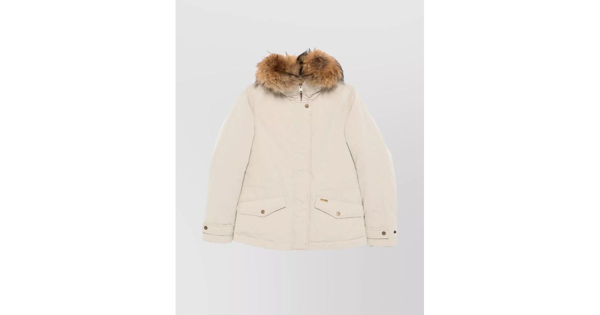 Woolrich Insulated Jackets Featuring Fur Trim in Natural | Lyst UK