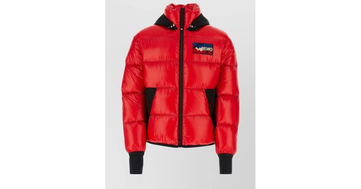 Moncler Nylon Puffer Jacket With High Collar in Red for Men | Lyst