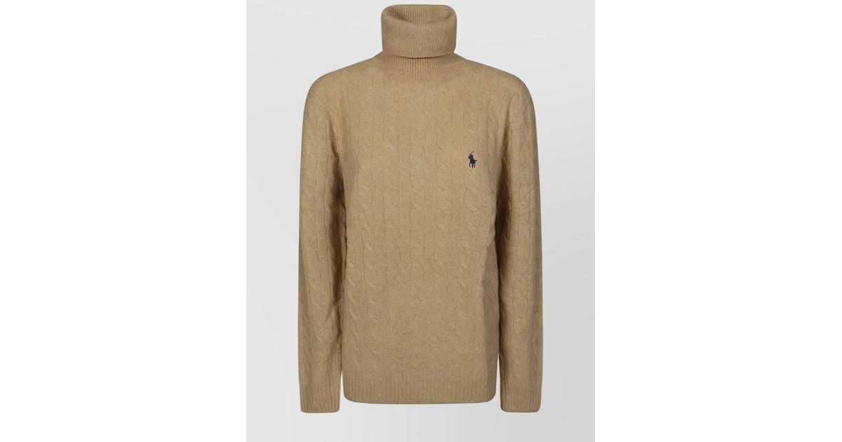 Polo Ralph Lauren Cable Knit Turtleneck Sweater in Natural for Men | Lyst