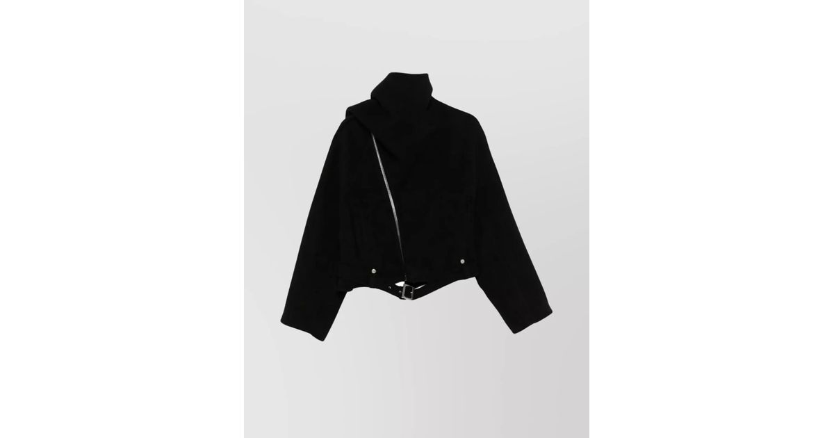 Rick Owens Cropped Flight Jacket Scarf Detail in Black | Lyst UK