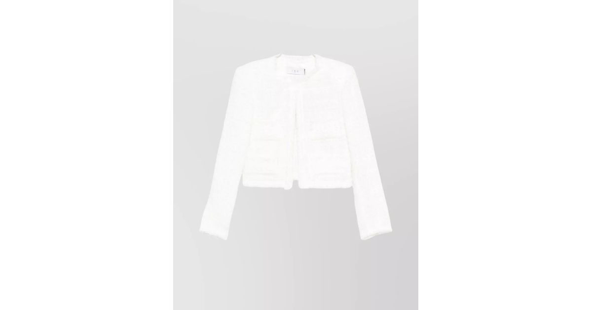 IRO Tweed Cropped Jacket Frayed Edges in White | Lyst UK