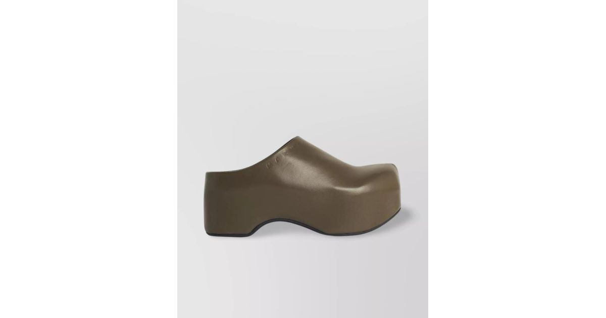 Marni Chunky Leather Platform Clog Sabots in Brown | Lyst UK