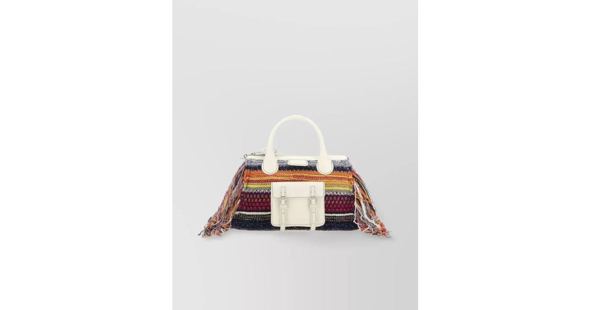 Chloé Medium Edith Fringed Leather And Cashmere Shoulder Bag | Lyst