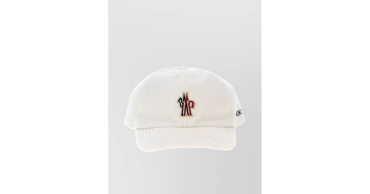 Moncler Branded Emblem Curved Brim Cap in Natural for Men | Lyst