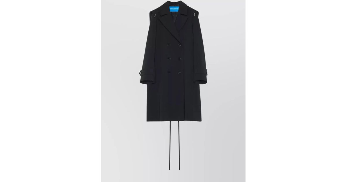Nina Ricci Double-Breasted Belted Coat With Shoulder Zip Detail in Blue ...