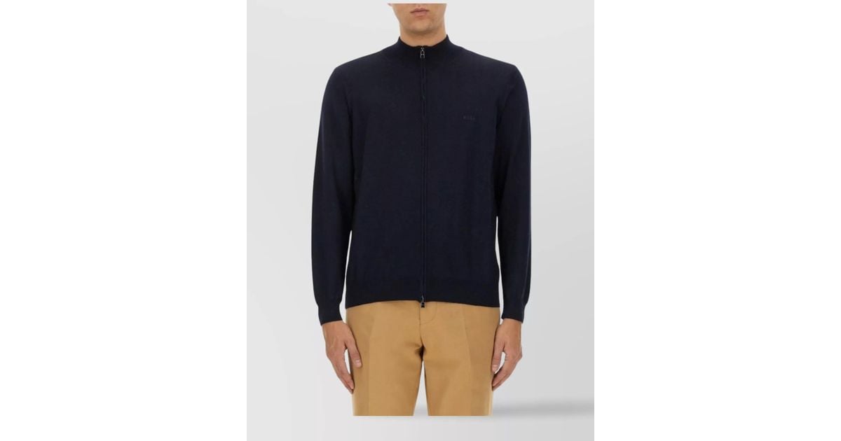 BOSS "Balonso" Cardigan With Ribbed Cuffs And Hem in Blue for Men | Lyst