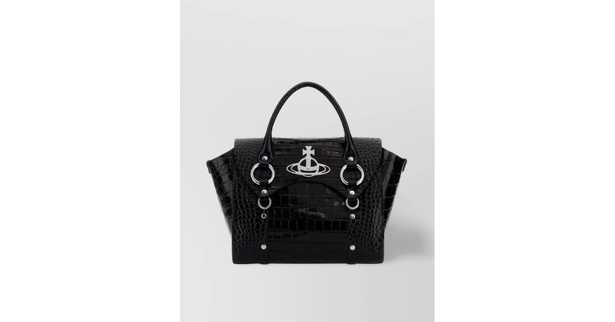 Vivienne Westwood Medium Betty Crocodile Texture Handbag in Black | Lyst