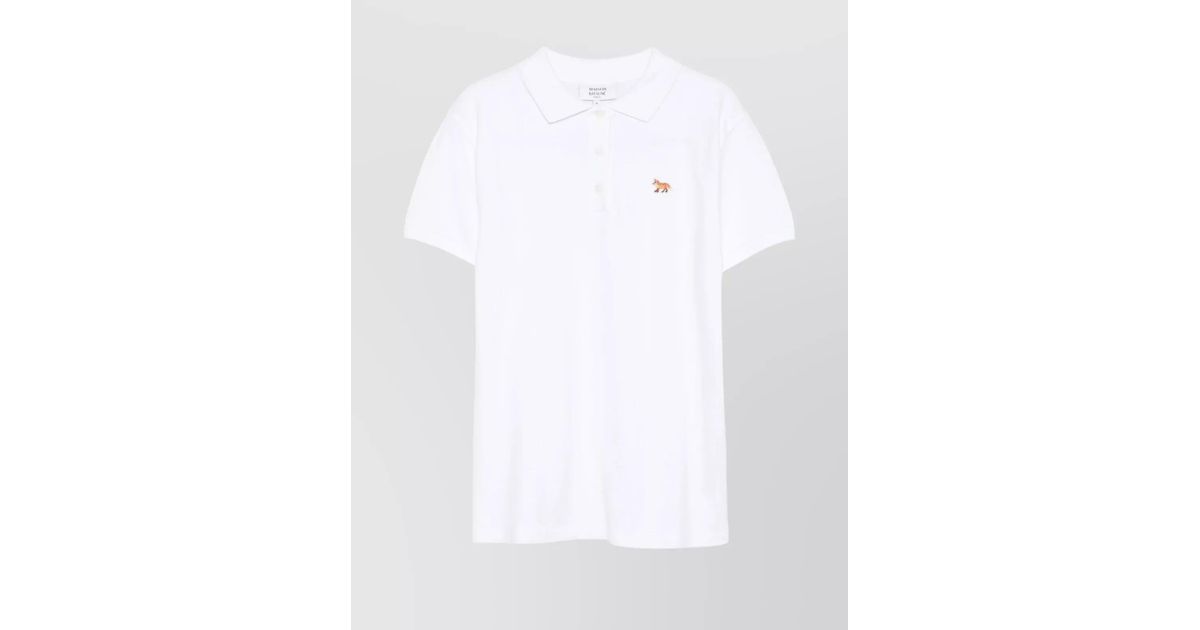 Maison Kitsuné Cotton Polo Shirt Short Sleeves in White | Lyst UK