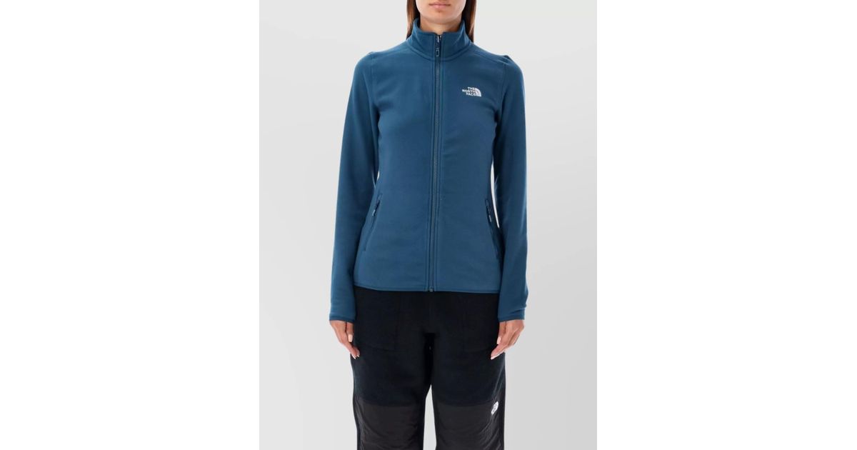 The North Face Glacier Zip Jacket High Collar Side Pockets in Blue | Lyst