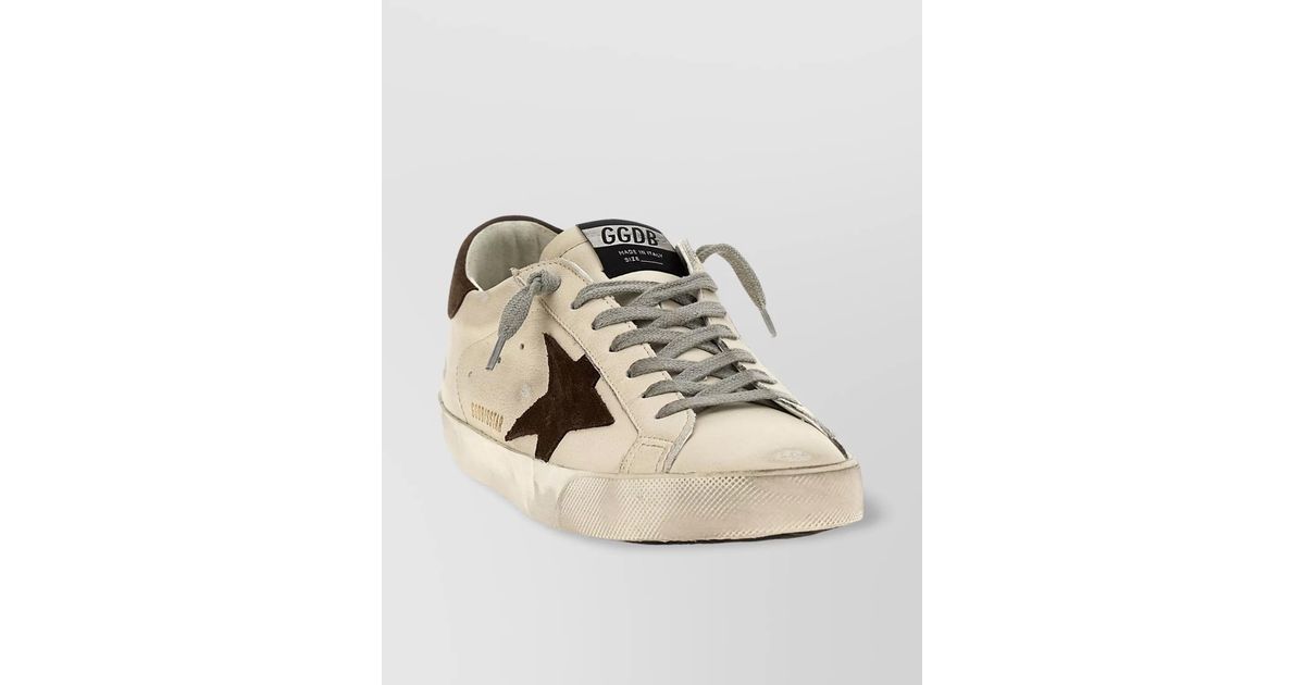 Golden Goose 'Distressed Star Emblem Rubber Sole Sneakers' in Natural ...