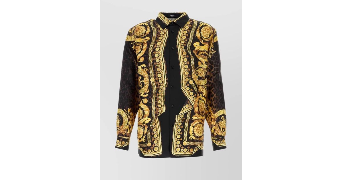 Versace Silk Shirt With Baroque Print And Long Sleeves in Metallic for ...