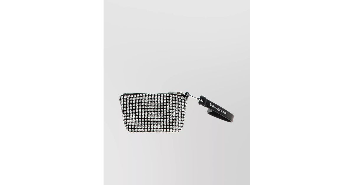 Alexander Wang Crystal Embellished Wrist Strap Purse in Metallic | Lyst