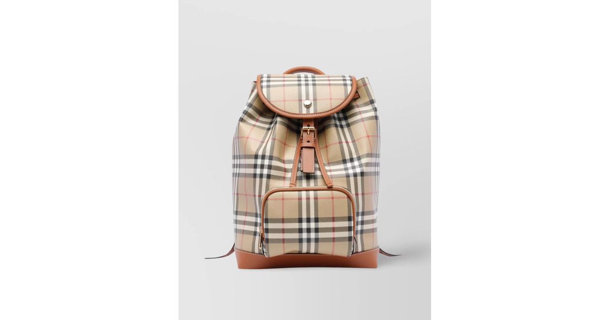 Burberry Check Motif Backpack Adaptable Straps in Natural | Lyst