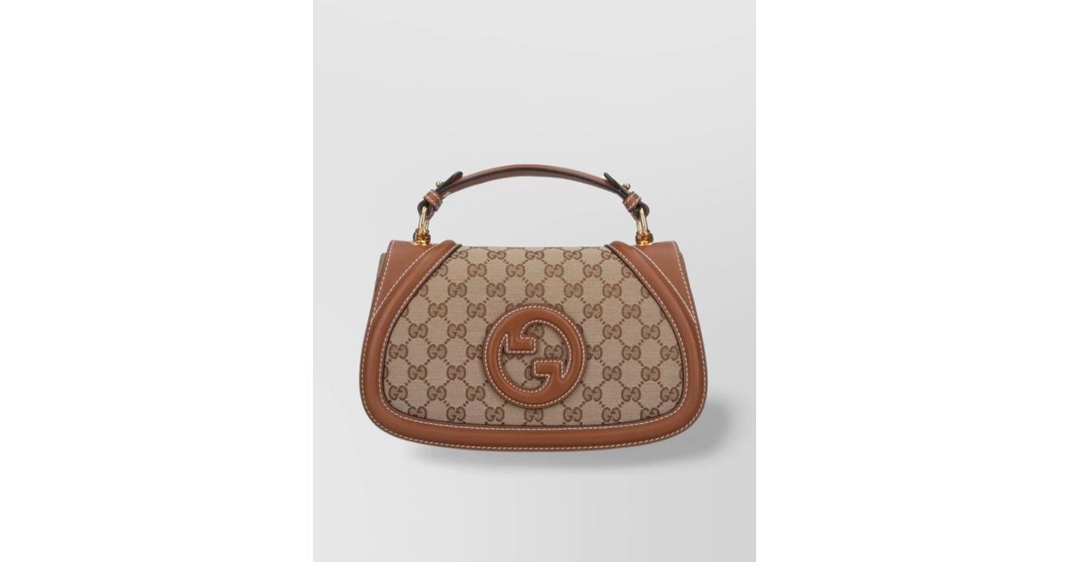 Gucci Monogram Top Handle Shoulder Bag in Brown | Lyst UK