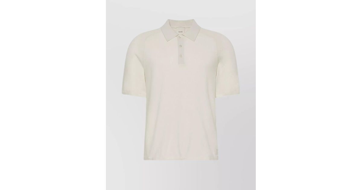 Calvin Klein Polo Shirt With Ribbed Cuffs And Collar in White for Men ...