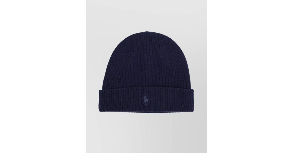 Polo Ralph Lauren Ribbed Texture Hat Folded Cuff in Blue for Men | Lyst