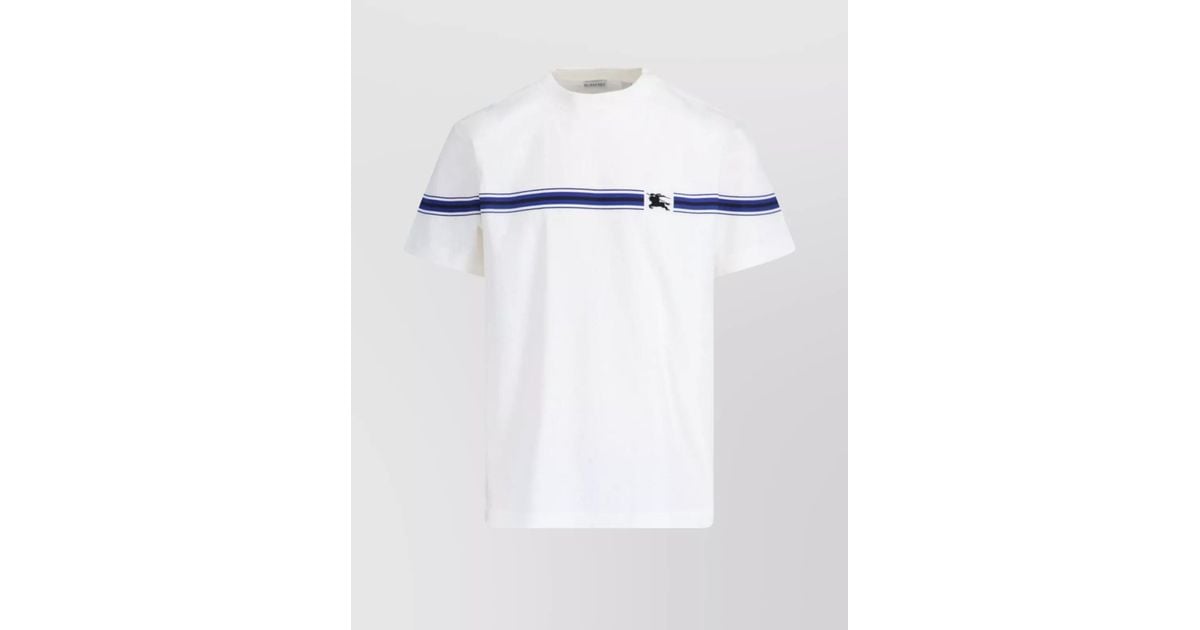 Burberry Crew Neck Striped Design Short Sleeves in White for Men | Lyst UK