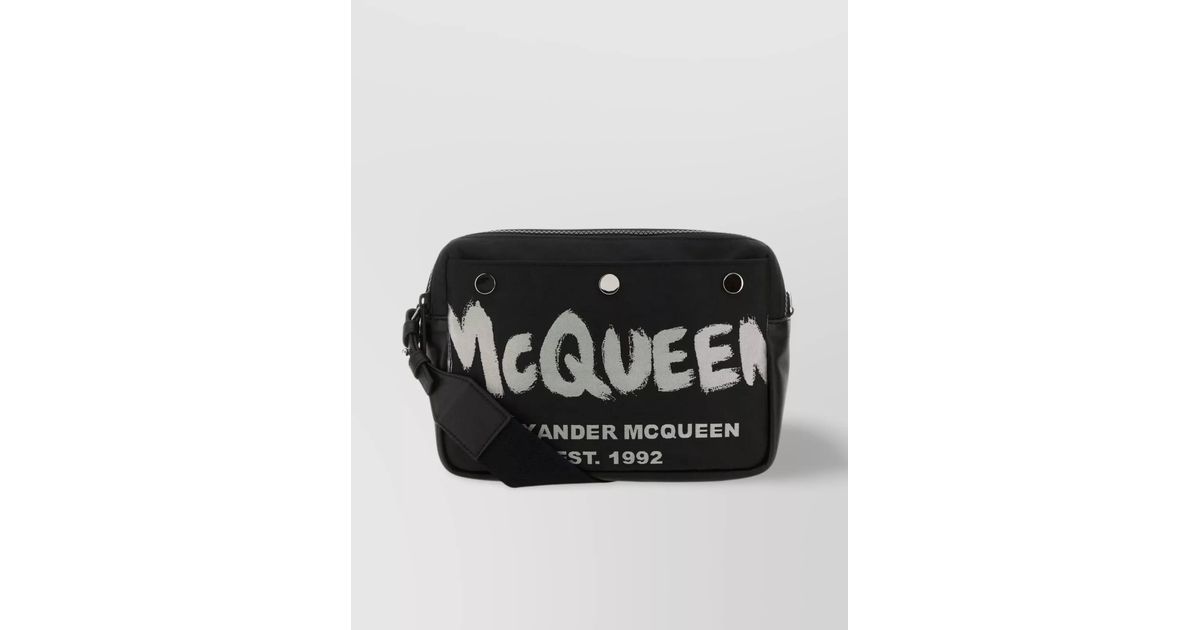 McQueen Fabric Graffiti Crossbody Bag Eyelets Shape in Black for Men ...