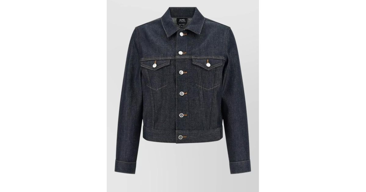 A.P.C. Denim Fitted Jacket in Blue | Lyst